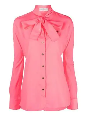 VIVIENNE WESTWOOD Logo-embroidered Tie-fastening Shirt - Pink