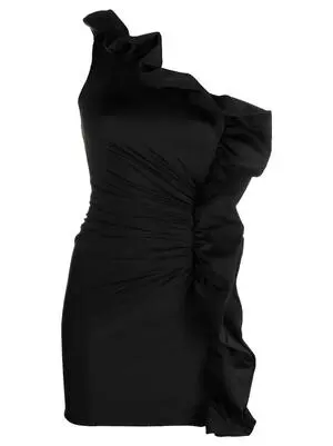 Amen One-shoulder Ruffled Mini Dress - Black
