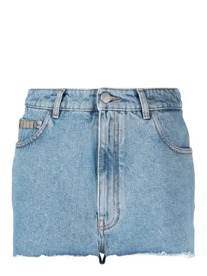 Gcds High-waisted Denim Shorts - Blue