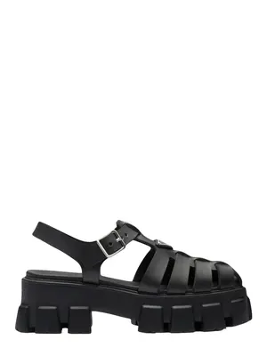 Prada 70mm Monolith Caged Rubber Sandals - Black