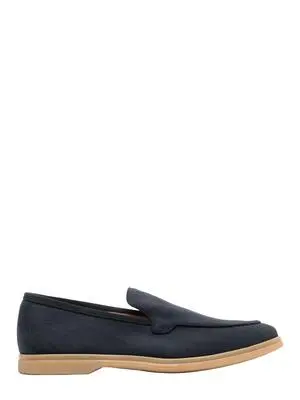 Eleventy Almond-toe Suede Loafers - Blue