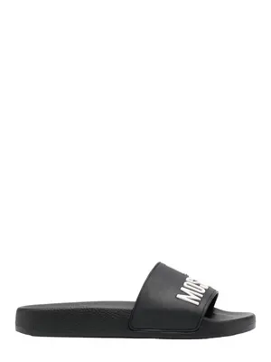 Moschino 3d Logo Flat Slides - Black