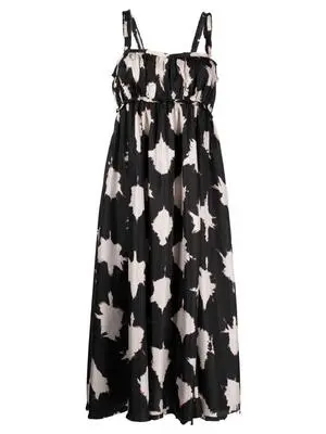 Ulla Johnson Abstract-print Silk Midi Dress - Black