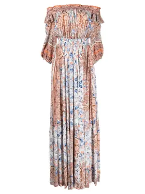 Evarae Floral-print Colette Maxi Dress - Brown