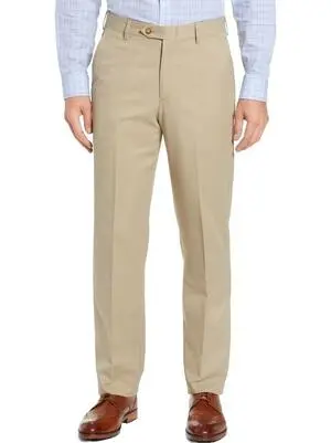 Berle Classic Fit Microfiber Trousers - Tan