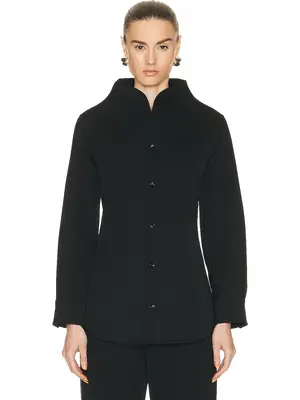 Bottega Veneta Stretch Funnel Neck Shirt - Black