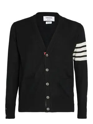 Thom Browne Merino Wool 4-bar Cardigan - Black