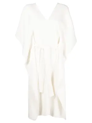 Voz V-neck Cotton Dress - White