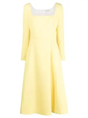 EMILIA WICKSTEAD Long-sleeve Flared Midi Dress - Yellow
