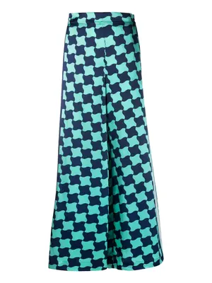 Casablanca Pool Tile Silk Trousers - Blue