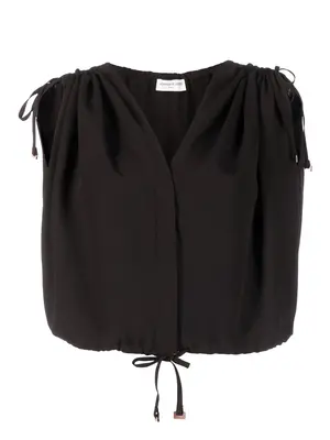 Veronique Leroy Draped-shoulder Cropped Top - Brown