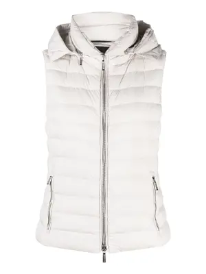 MOORER Padded Gilet With Detachable Hood - Neutrals