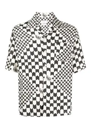 Rhude Two-tone Geometric-print Shirt - Black