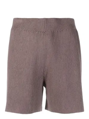 JOSEPH Ribbed-knit Silk-blend Thigh-length Shorts - Brown