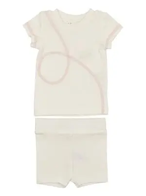 MANIÈRE Spiral Stitch Cotton Knit T-shirt & Shorts Set - White