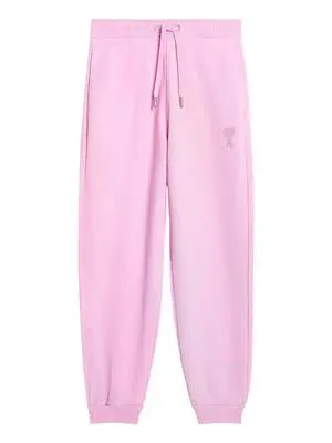 Ami Embroidered-logo Cotton Track Pants - Pink