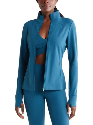 Zella Zella Studio Luxe Performance Jacket Teal Seagate