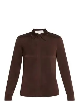 Michael Kors Michael Kors Collection Hansen Charmeuse Shirt Chocolate