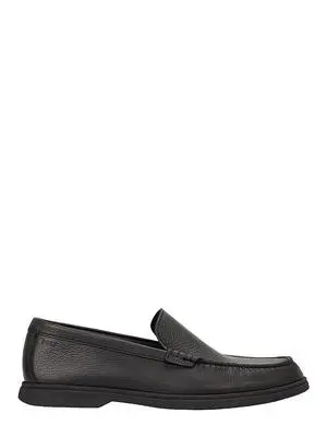 Hugo Boss Sienne Moc Toe Loafers Black Leather Tonal