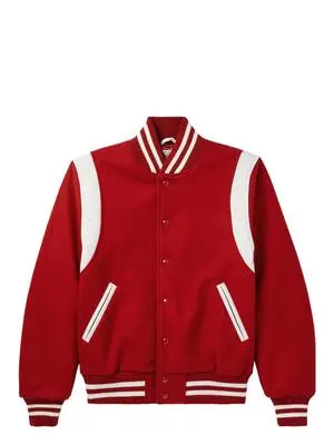 Golden Bear The Hayes Leather-trimmed Varsity Jacket - Red
