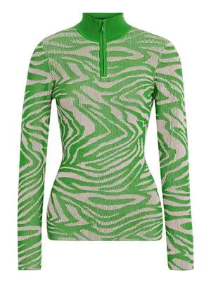 Stine Goya Sylvie Jacquard-knit Half-zip Sweater - Green