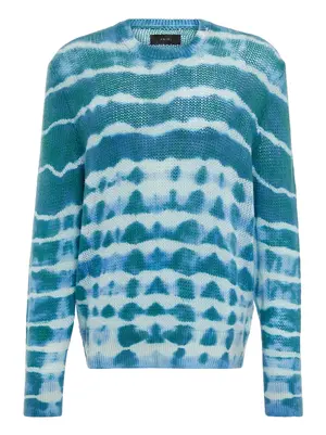 Amiri Tie-dye Cashmere And Wool Sweater - Blue