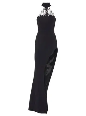 David Koma Crystal-embellished Asymmetric Gown - Black