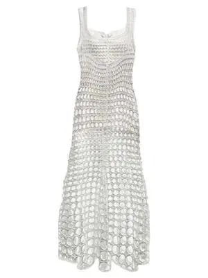 Chloé Crochet Silk Maxi Dress - Silver
