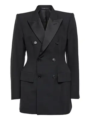 Balenciaga Hourglass Double-breasted Wool Blazer - Black