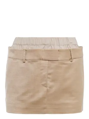 AYA MUSE Layered Wool-blend Miniskirt - Beige