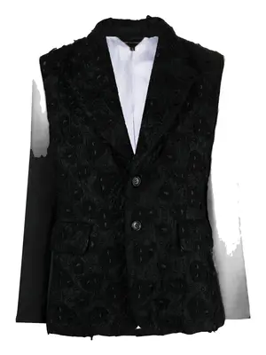 Comme Des Garçons Embroidered Single-breasted Blazer - Black