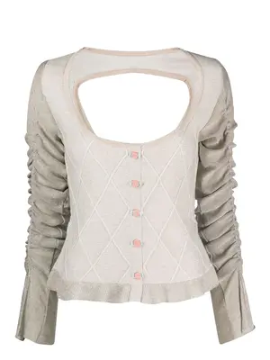 CORMIO Elena Draped-sleeve Cardigan - Neutrals