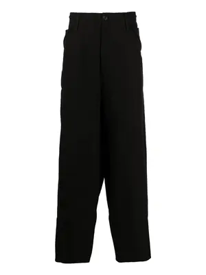 Yohji Yamamoto Side-button Cotton-blend Trousers - Black