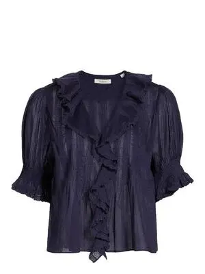 DÔEN Henri Ruffled Top - Adriatic