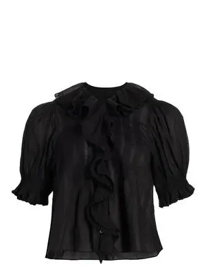 DÔEN Henri Ruffled Top - Black