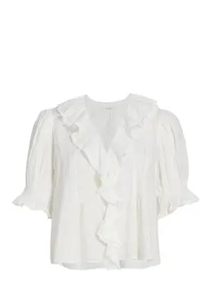 DÔEN Henri Ruffled Top - Salt