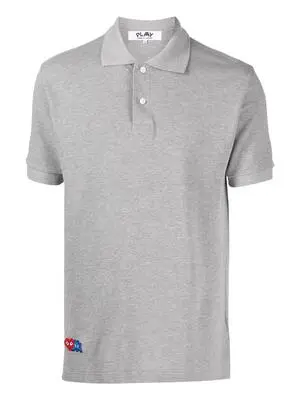 Play Comme Des Garcon Logo-appliqué Cotton Polo Shirt - Grey
