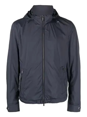 MOORER Long-sleeved Hooded Jacket - Blue