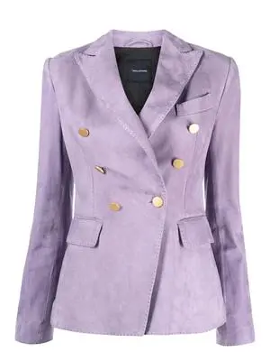 Tagliatore Double-breasted Suede Blazer - Purple