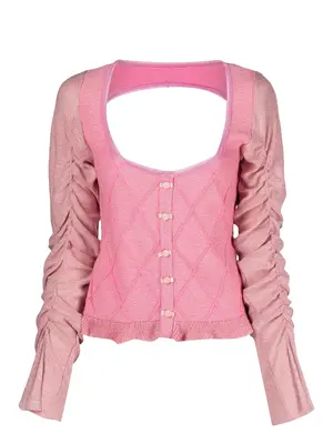 CORMIO Elena Draped-sleeve Cardigan - Pink