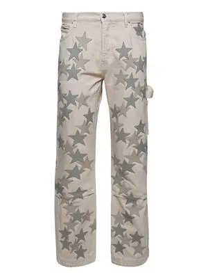 Amiri Star-print Straight-leg Trousers - Neutrals