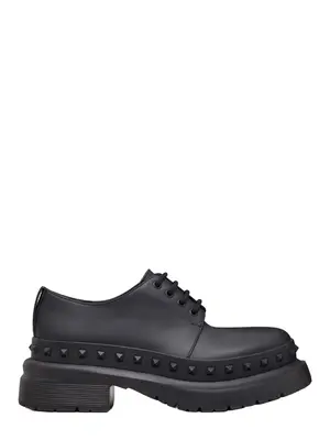 Valentino Garavani Rockstud Leather Derby Shoes - Black