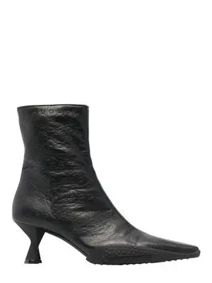 MARINE SERRE Leather Ankle Boots - Black