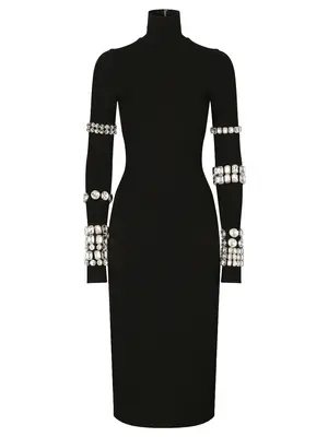 Dolce & Gabbana Milano-rib Embellished Midi Dress - Black