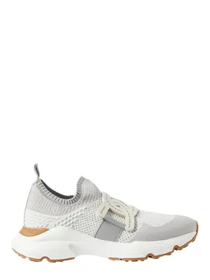 TOD'S Tod's Leather-Trimmed Slip-On Sneakers Gray