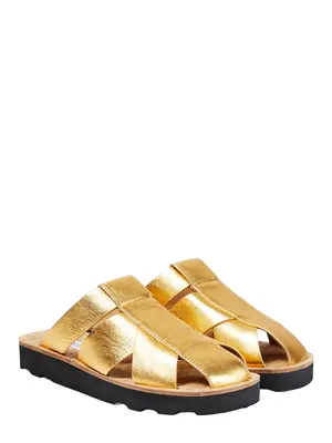 Gabriela Hearst Metallic Leather Mules - Gold