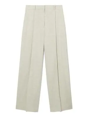 Cos Relaxed Linen-Blend Wide-Leg Trousers Beige