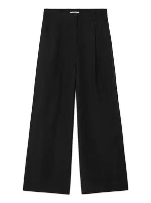 Cos Relaxed Linen-Blend Wide-Leg Trousers Black