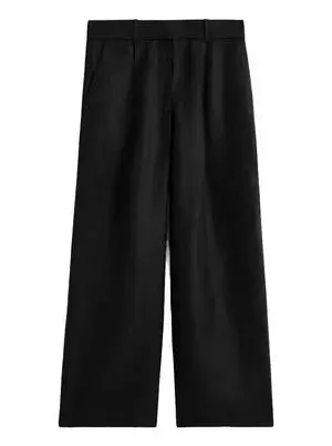 Cos Relaxed Linen-blend Wide-leg Trousers - Black