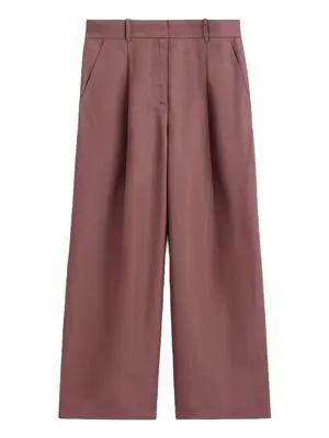 Cos Relaxed Wide-leg Linen-blend Trousers - Brown